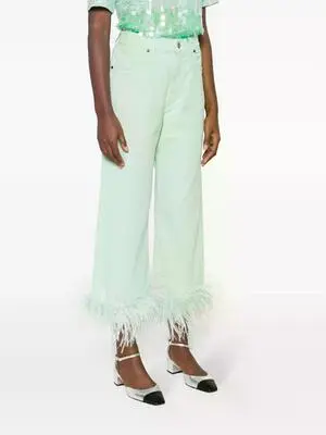 P.a.r.o.s.h Feather-trimmed Straight-leg Jeans