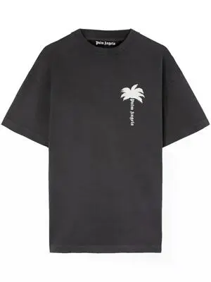 Palm Angels Palm Tree-print Cotton T-shirt - Grey