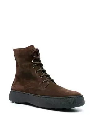 TOD'S Lace-up Suede Boots - Brown
