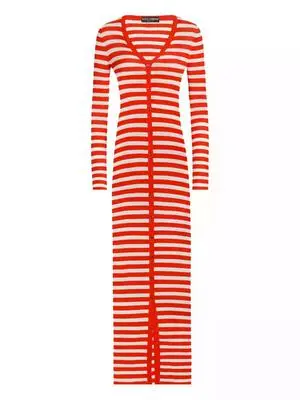 Dolce & Gabbana Striped Knitted Maxi Dress - Red