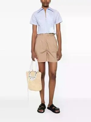 Herno Pleated Belted Shorts - Brown