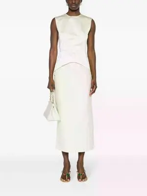 Fabiana Filippi Round-neck Sleeveless Satin Blouse - Neutrals