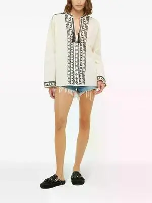 Alanui Embroidered Tassel Detail Shirt - Neutrals