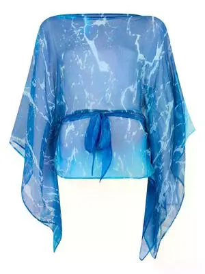 Roberto Cavalli Silk Abstract Print Blouse - Blue
