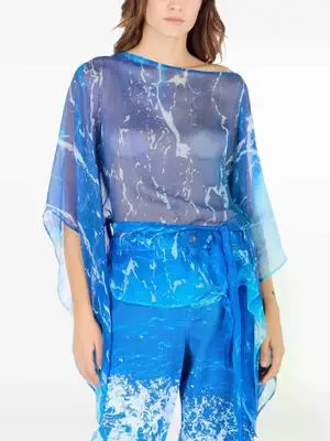 Roberto Cavalli Silk Abstract Print Blouse