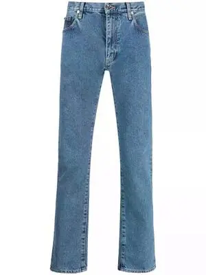 Off-White Logo-print Straight-leg Jeans - Blue