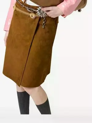 Miu Miu Suede Wrap Skirt - Brown