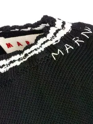 Marni Distressed Knit Jumper With Embroidered Logo
