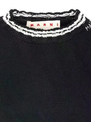 Marni Distressed Knit Jumper With Embroidered Logo
