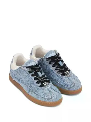 GANNI Paneled Raw-edge Lace-up Sneakers