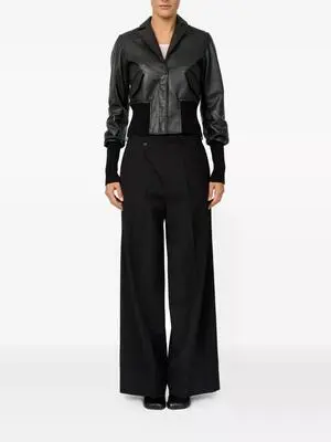 MAISON MARGIELA Leather Jacket With Notched Lapels And Elasticated Hem