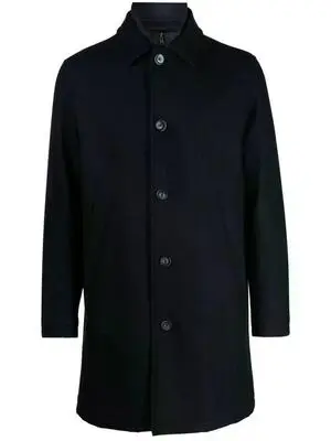 Herno Single-breasted Layered Coat - Blue