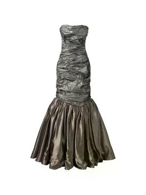ALMAZ Strapless Mermaid Gown With Tiered Skirt - Silver