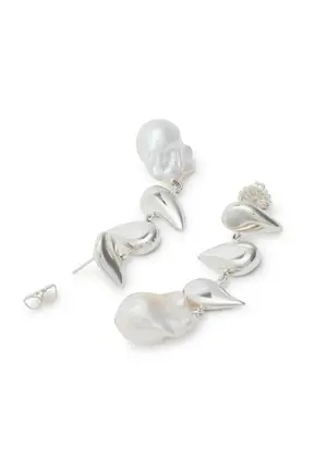 Agmes Flora Pearl-embellished Sterling Drop Earrings