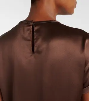 Brunello Cucinelli Monili Silk-blend Satin T-shirt