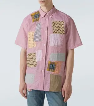 Junya Watanabe Patchwork Linen And Cotton Bowling Shirt