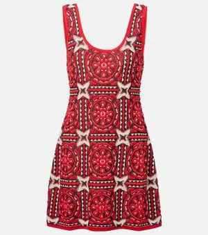 La DoubleJ Sole Star Cotton-blend Jacquard Minidress - Red