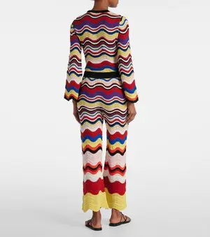 La DoubleJ Chevron Crochet Cotton Wide-leg Trousers