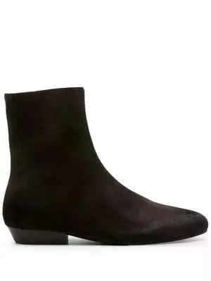 Marsèll Suede Ankle Boots With Side Zip And Block Heel - Brown