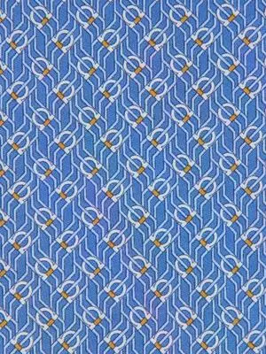 FERRAGAMO Silk Graphic Print Neck Tie - Blue