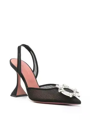 Amina Muaddi 90mm Begum Glass Slingback Pumps
