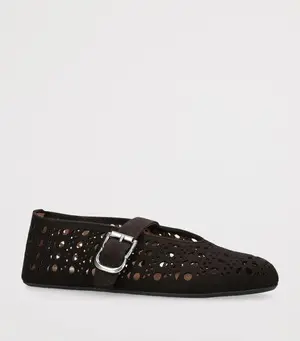 Alaïa Suede Vienne Ballet Flats - Brown
