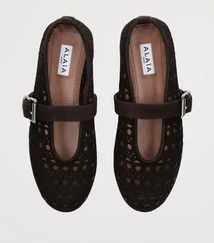 Alaïa Suede Vienne Ballet Flats - Brown