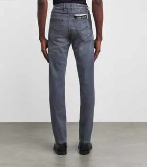 Jacob Cohen Limited Edition Ostrich Leather-patch Slim Bard Jeans - Grey