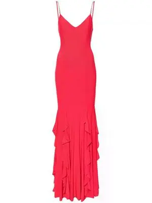 NISSA Chiffon Maxi Dress With Ruffled Detailing