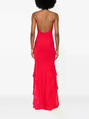 NISSA Chiffon Maxi Dress With Ruffled Detailing