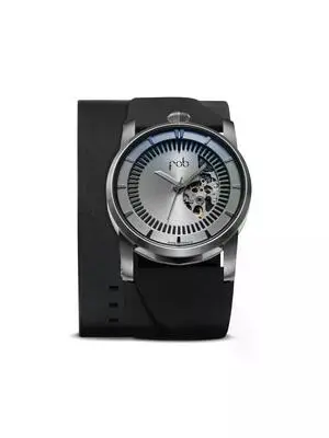 FOB PARIS Automatic Watch With Leather Strap - Silver