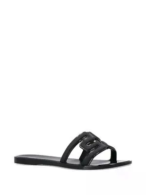 Melissa Open Toe Flat Sole Slides - Black