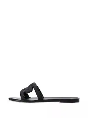 Melissa Open Toe Flat Sole Slides - Black