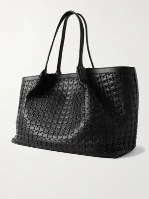 SERAPIAN Secret Large Woven Leather Tote - Black