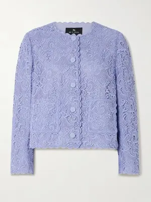 Etro Scalloped Corded Lace Jacket - Blue