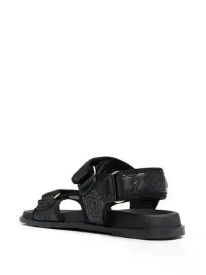 FERRAGAMO Logo Plaque Quilted Leather Sandals