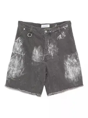 Études Studio Loose Fit Denim Shorts With Spray Paint Effect