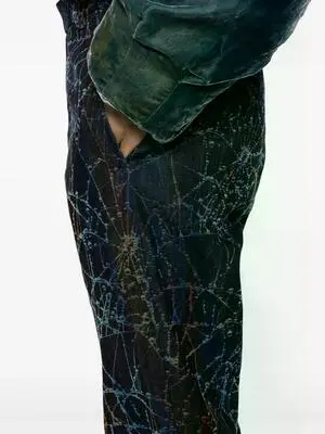 MASU Flocky Rainbow Web Flare Pants - Blue