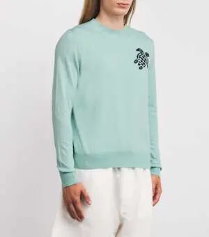 Vilebrequin Cotton Turtle Jacquard Crew Neck Sweater - Blue