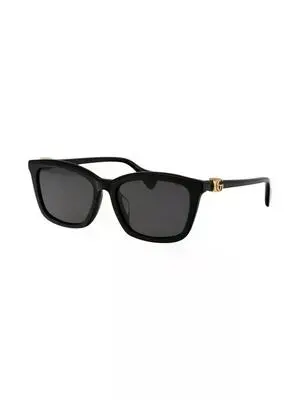 Gucci Acetate Square Frame Sunglasses With Logo Plaque - Black