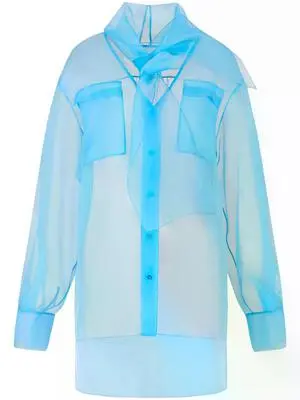 Giorgio Armani Organza Shirt With Scarf Detail - Blue