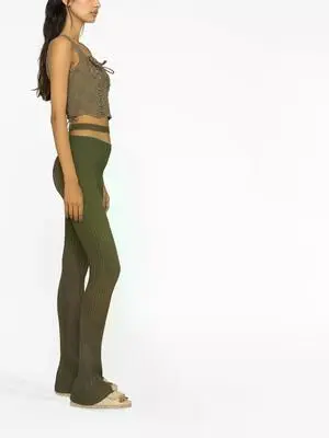 ANDREĀDAMO Ribbed-knit Skinny Trousers - Green