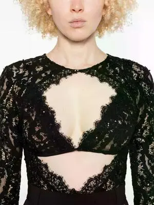 NISSA Sequin-detail Lace Bodysuit