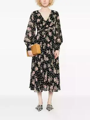 NISSA Printed Midi Dress With Bishop Sleeves