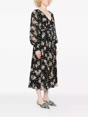 NISSA Printed Midi Dress With Bishop Sleeves
