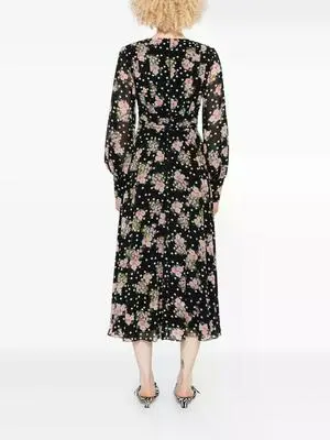 NISSA Printed Midi Dress With Bishop Sleeves