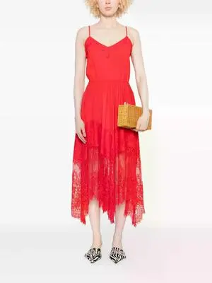 NISSA Lace Trim Midi Dress