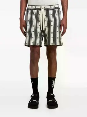 Palm Angels Monogram-print Vertical Stripe Shorts - Black