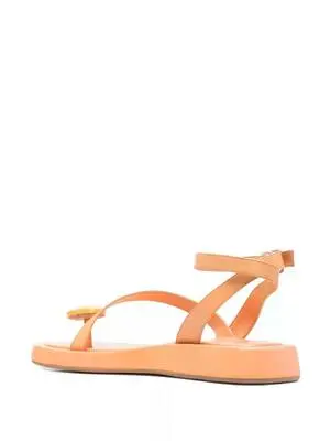 GIABORGHINI Open-toe Leather Flat Sandals - Orange