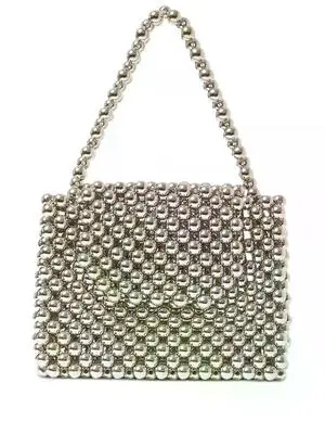 0711 TBILISI Ani Beaded Tote Bag - Silver